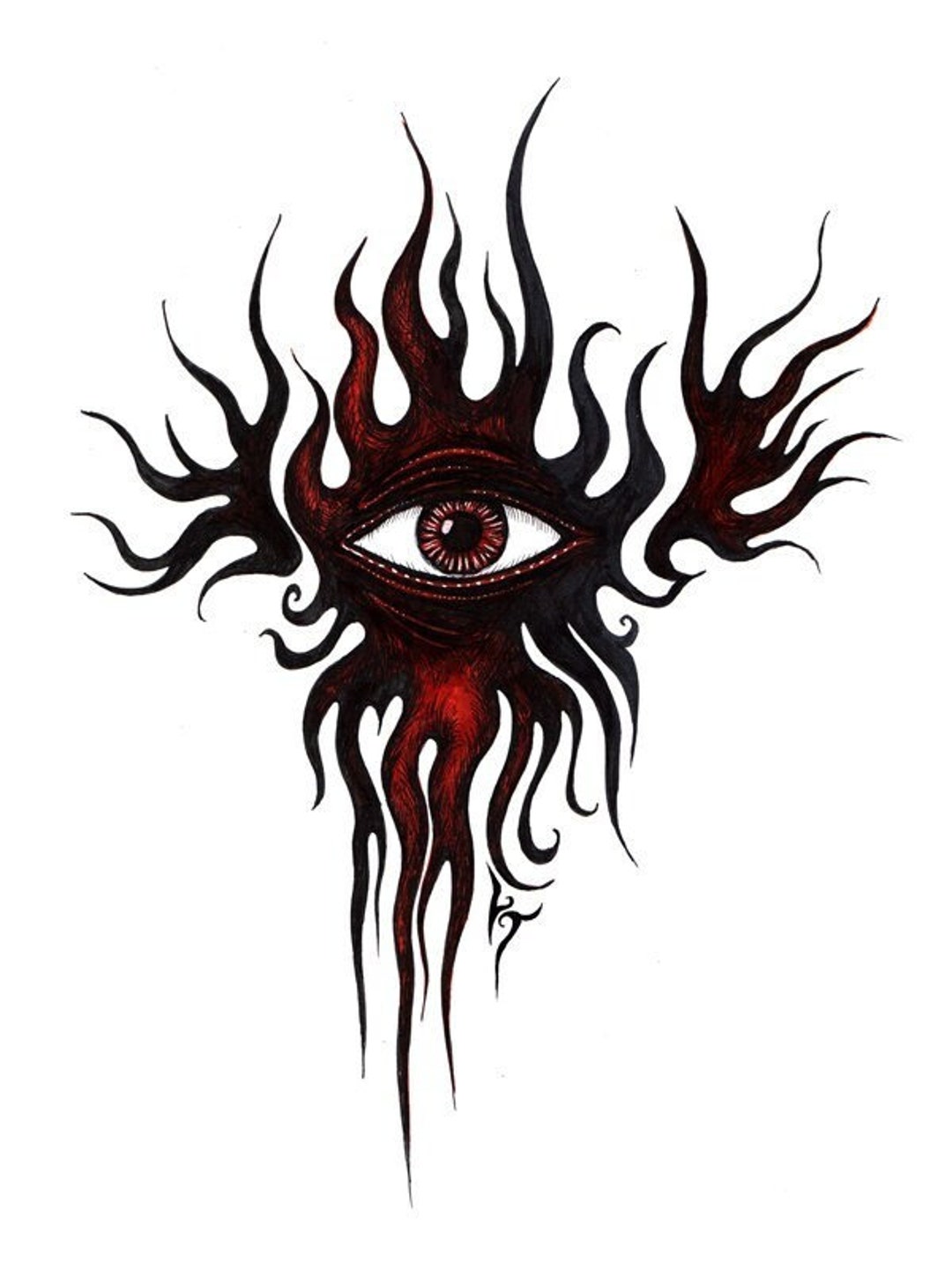Evil Eye Courage Third Eye Original Drawing 9x12 Pen and Ink Witchy Art ...