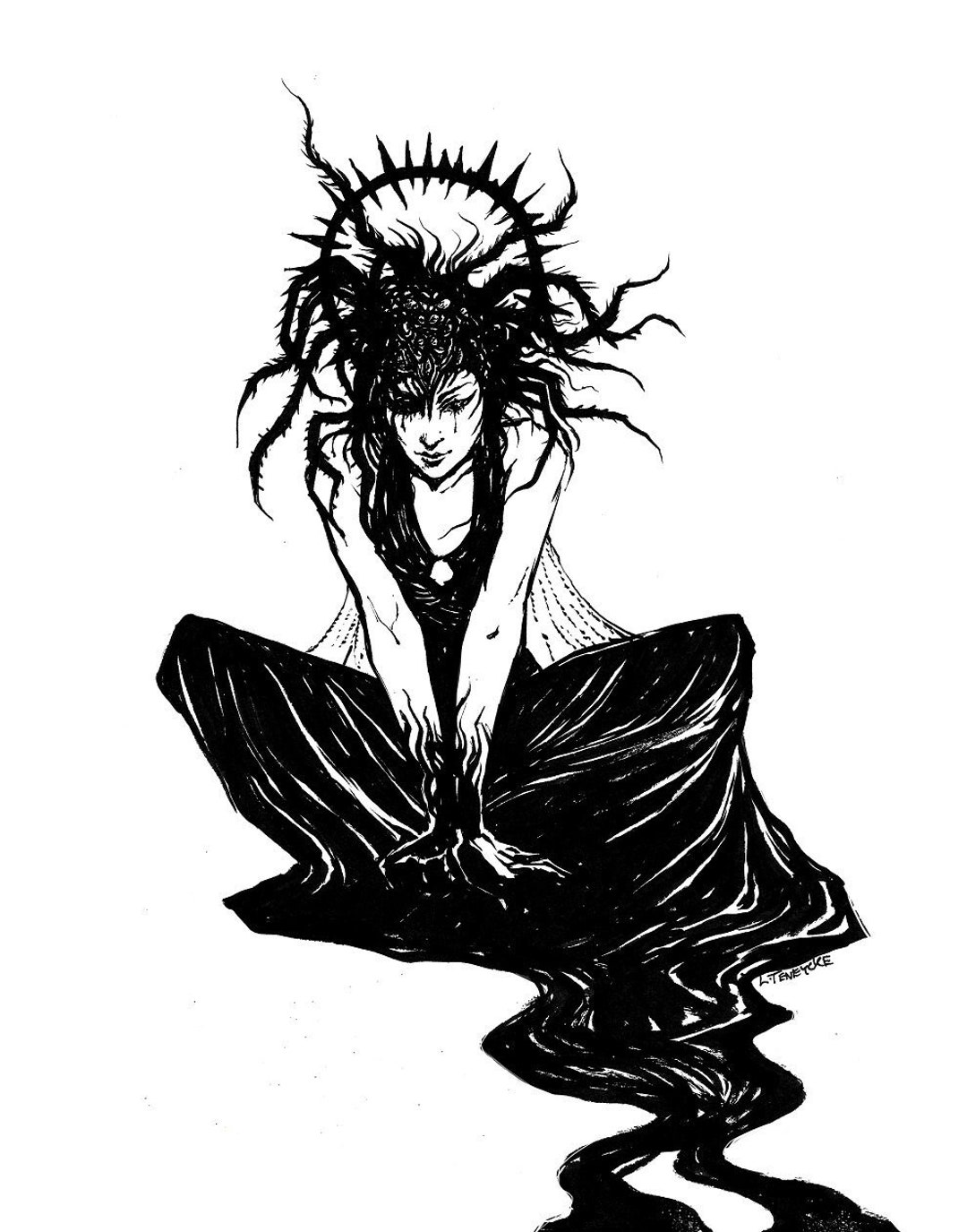 Black Widow Medusa Demon Girl Spider Dark Art 5x7 Gothic Horror Woman ...