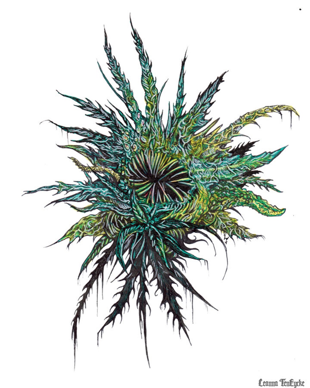 Plant Weed Monster Original Dark Illustration Drawing Pen Ballpoint ...