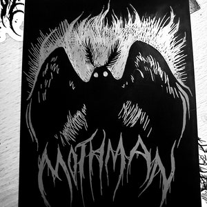 Mothman Drawing Cryptid Original Art Purple Spooky Creepy Monster ...