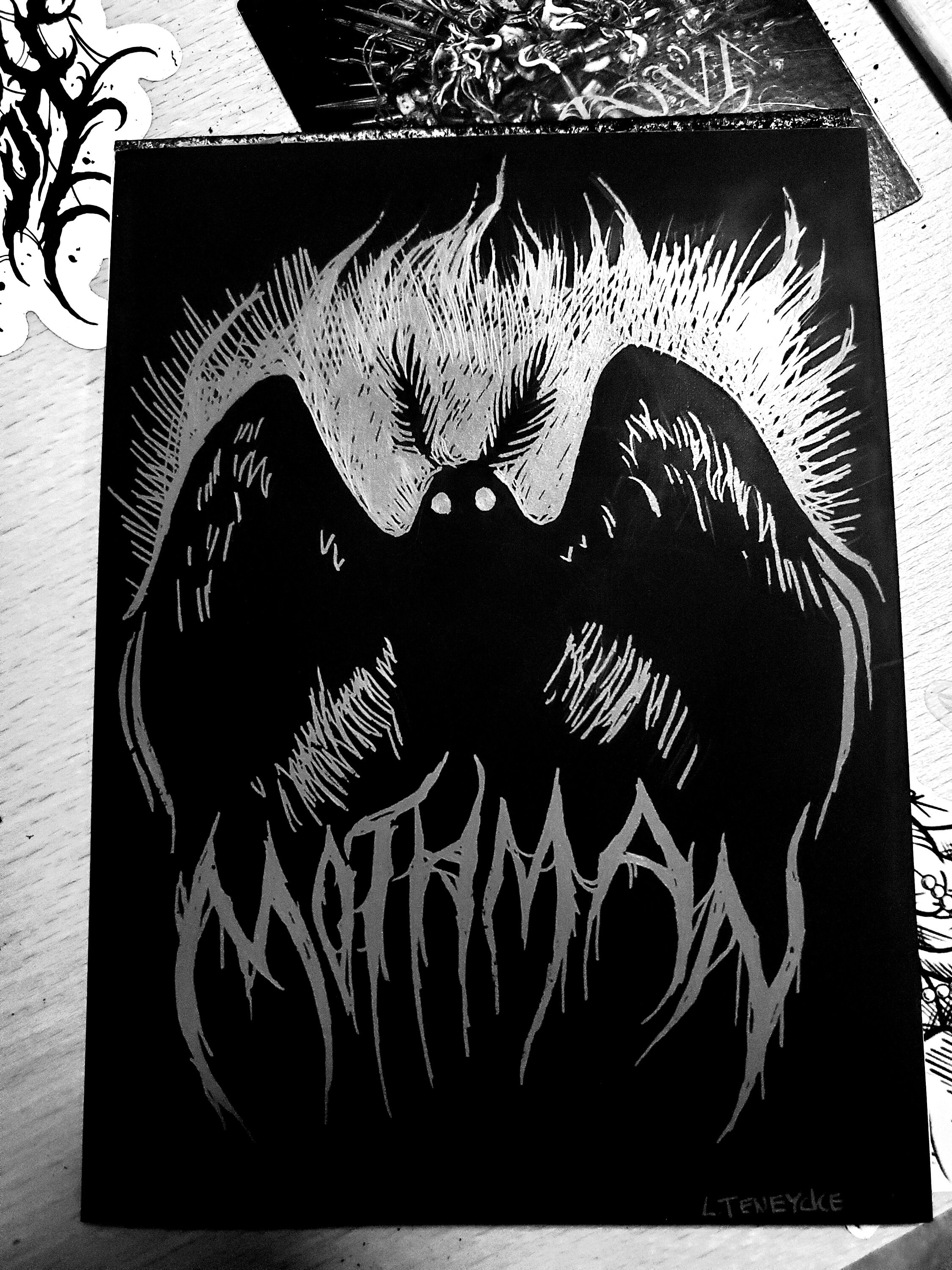 Mothman Drawing Cryptid Original Art Purple Spooky Creepy - Etsy Australia