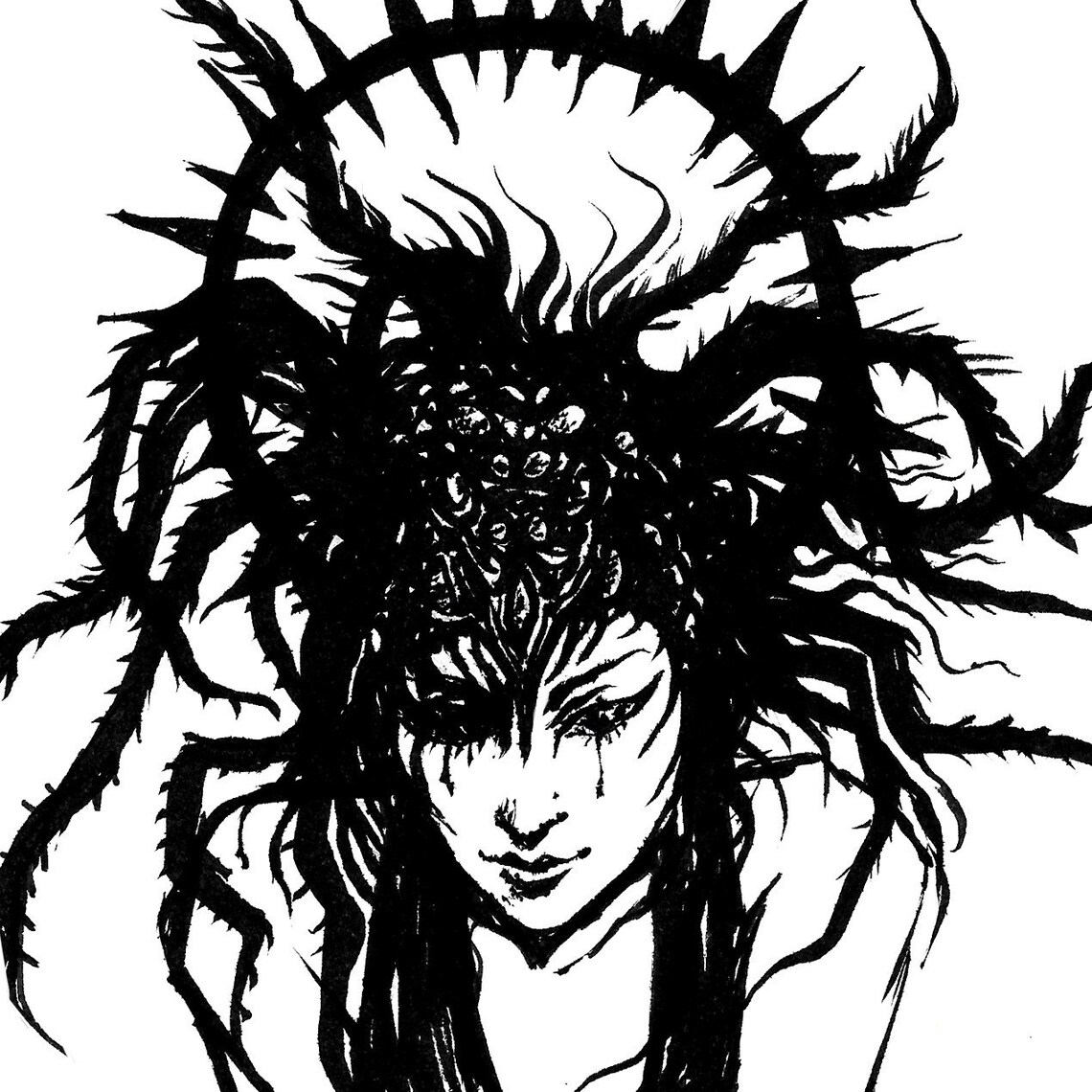 Black Widow Medusa Demon Girl Spider Dark Art 5x7 Gothic Horror Woman ...
