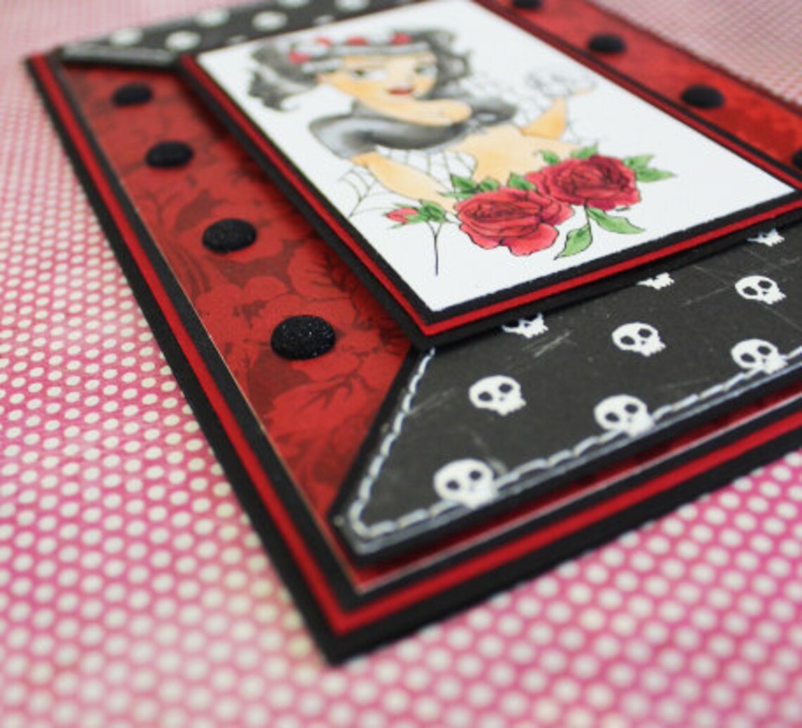 Sexy Vampire Pinup Handmade Greeting Card, Vampire Handmade Card ...
