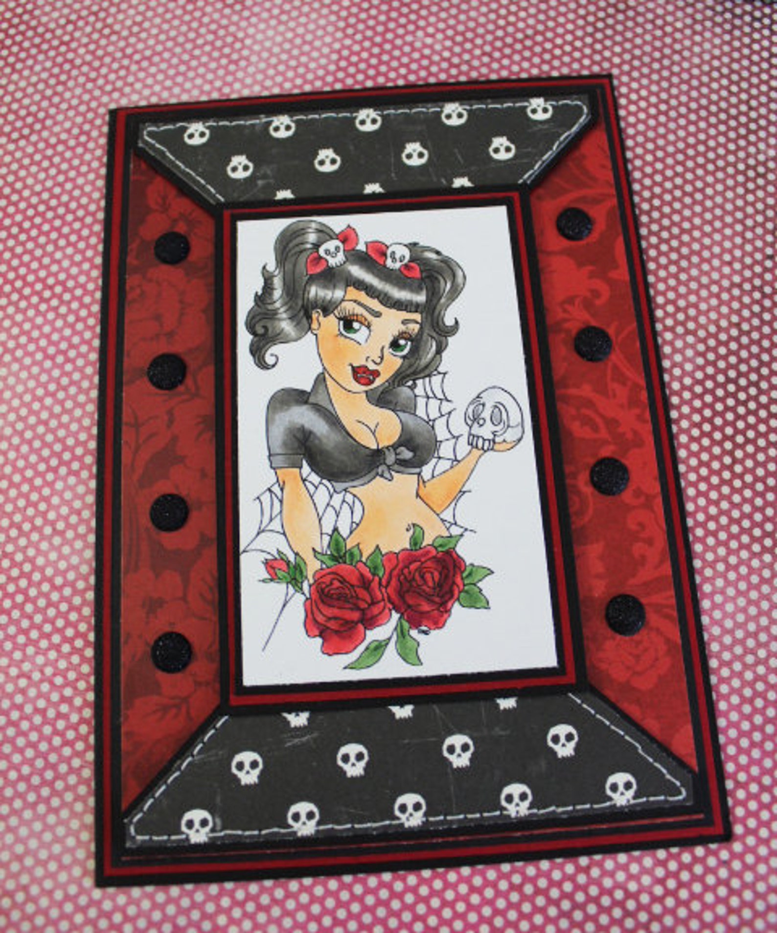 Sexy Vampire Pinup Handmade Greeting Card, Vampire Handmade Card ...