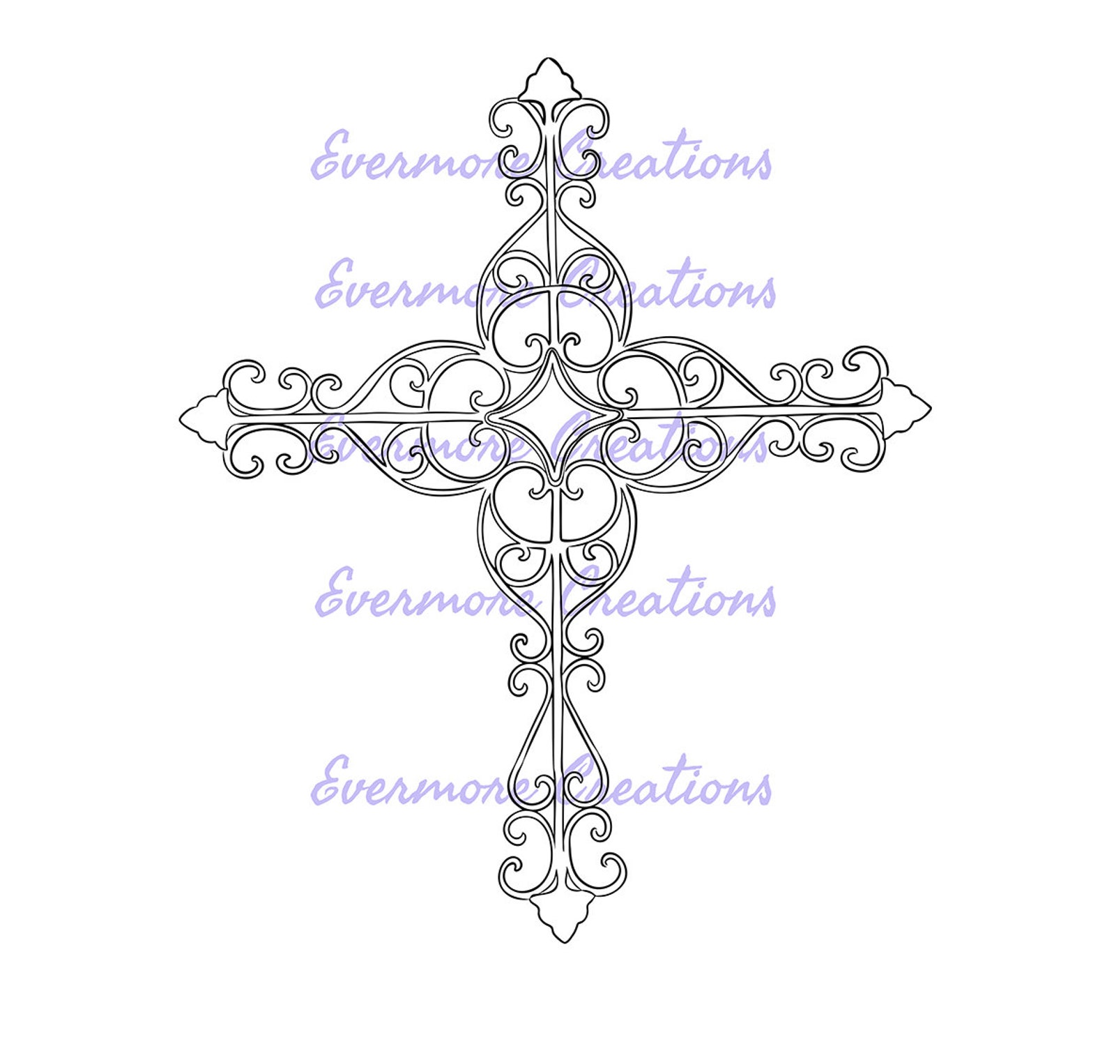 Hand Drawn Cross Decorative Cross Digital Clipart Instant - Etsy