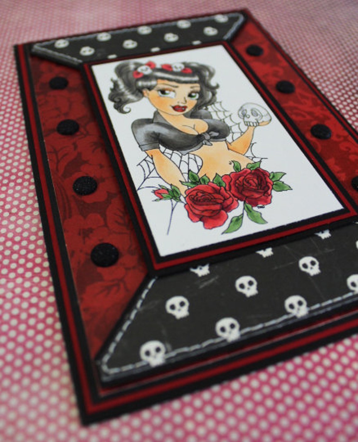 Sexy Vampire Pinup Handmade Greeting Card, Vampire Handmade Card ...