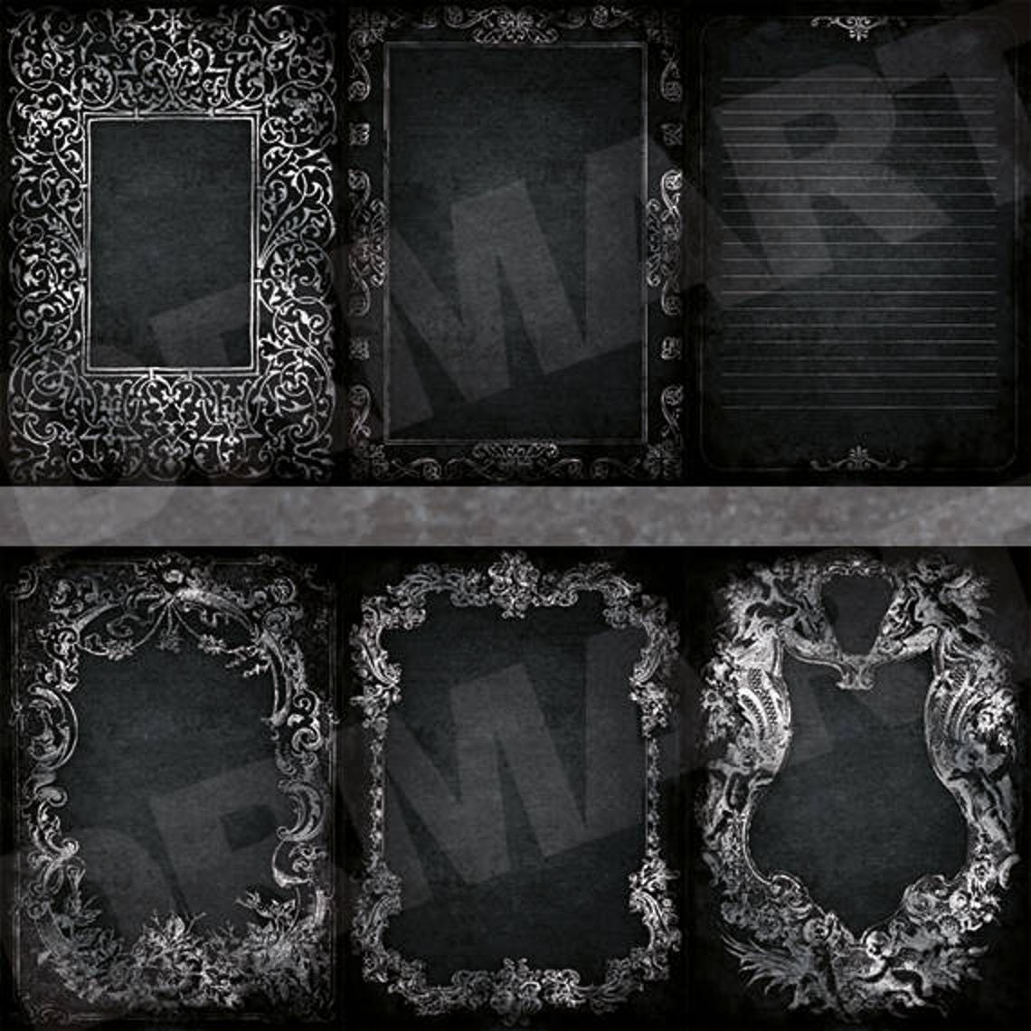 Gothic Victorian Digital Papers Black Printable Set, Dark Sheets for ...