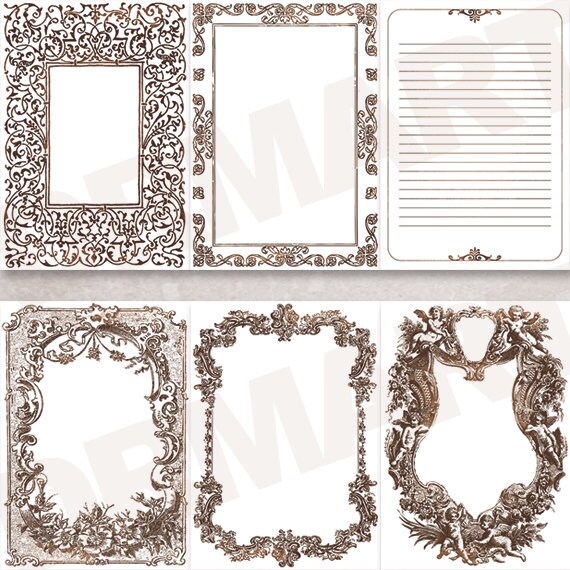 Antique Frames Printable Set, Digital Decoration for Paper, Victorian ...
