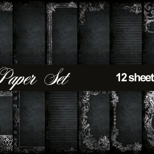 Gothic Victorian Digital Papers Black Printable Set Dark | Etsy