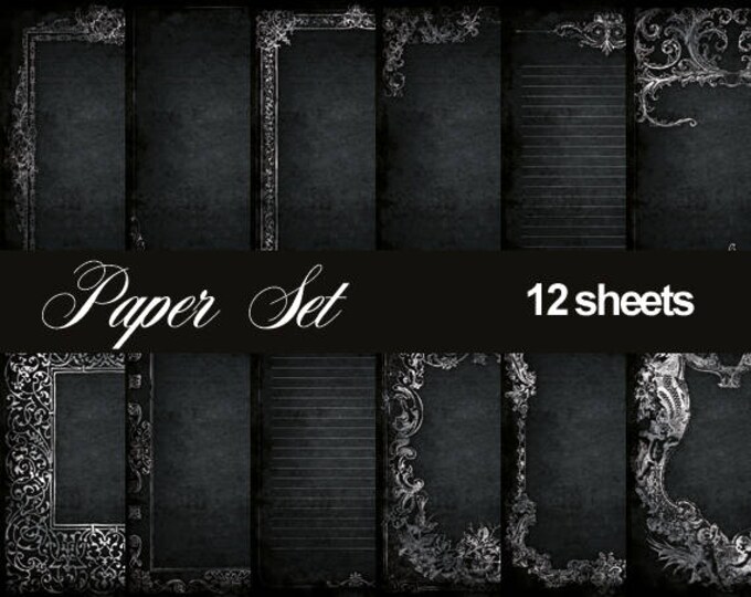 Gothic Victorian Digital Papers Black Printable Set Dark - Etsy