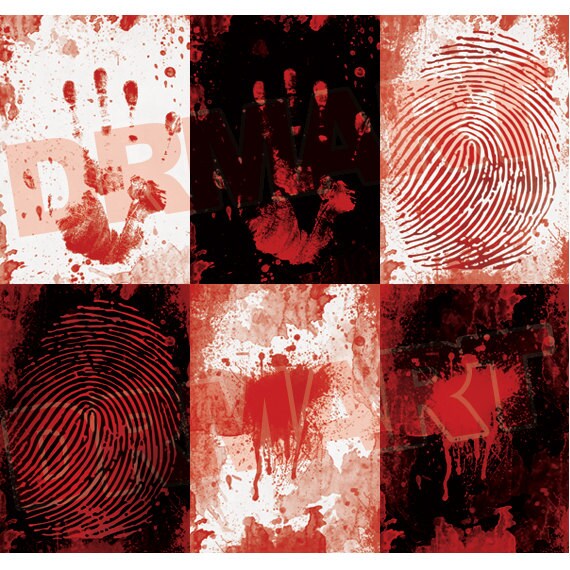 Blood Digital Papers Horror Printable Set Finger Print Crime Scene - Etsy