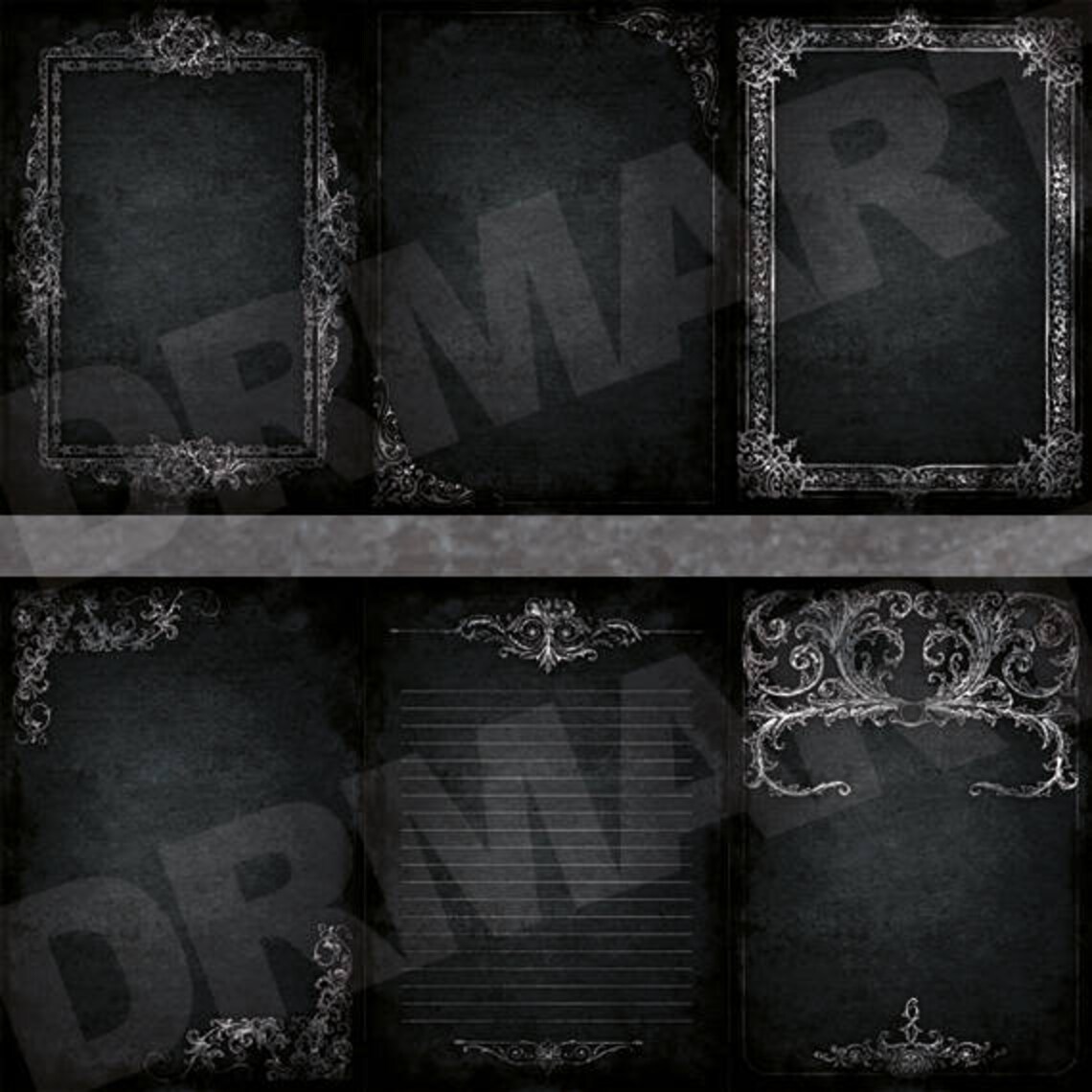 Gothic Victorian Digital Papers Black Printable Set, Dark Sheets for ...