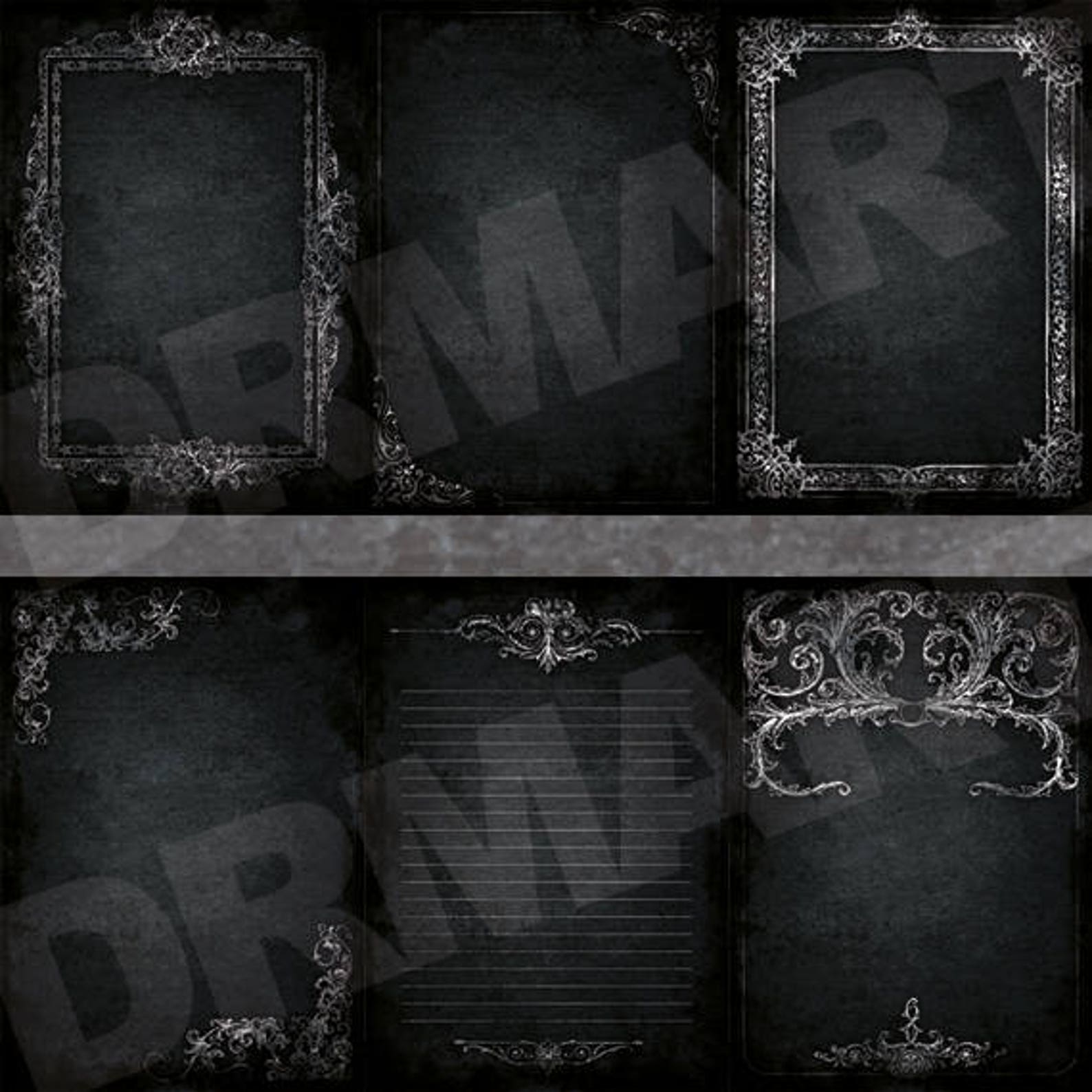 Gothic Victorian Digital Papers Black Printable Set, Dark Sheets for ...