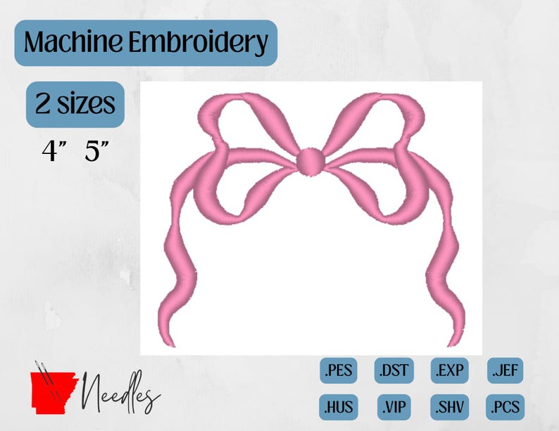Coquette Bow _ Machine Embroidery _ Satin Stitch _ 2 Sizes _ Bow Frame ...