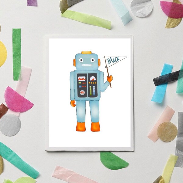 Robot Birthday Card - Etsy