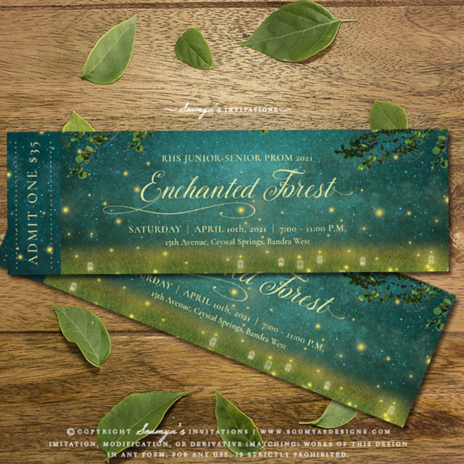 Enchanted Forest Prom Ticket Enchanted Forest Party - Etsy
