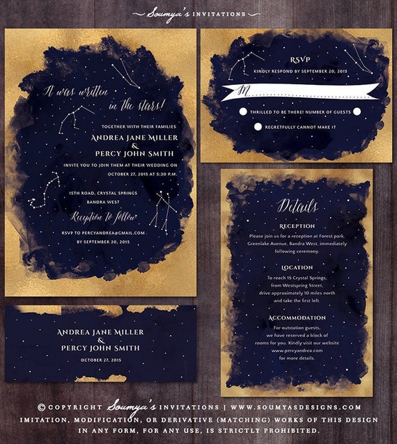 Starry Night Wedding Invitation Constellation Wedding | Etsy