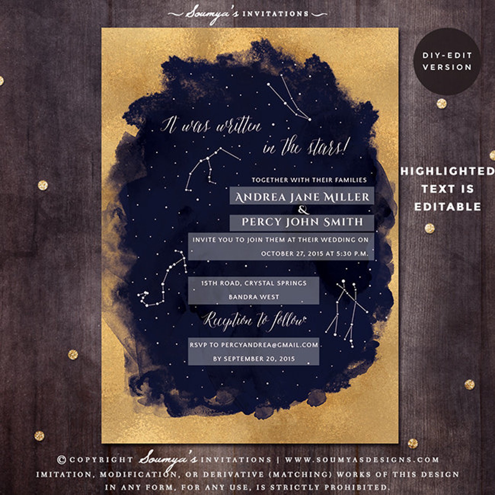 Starry Night Wedding Invitation Constellation Wedding | Etsy