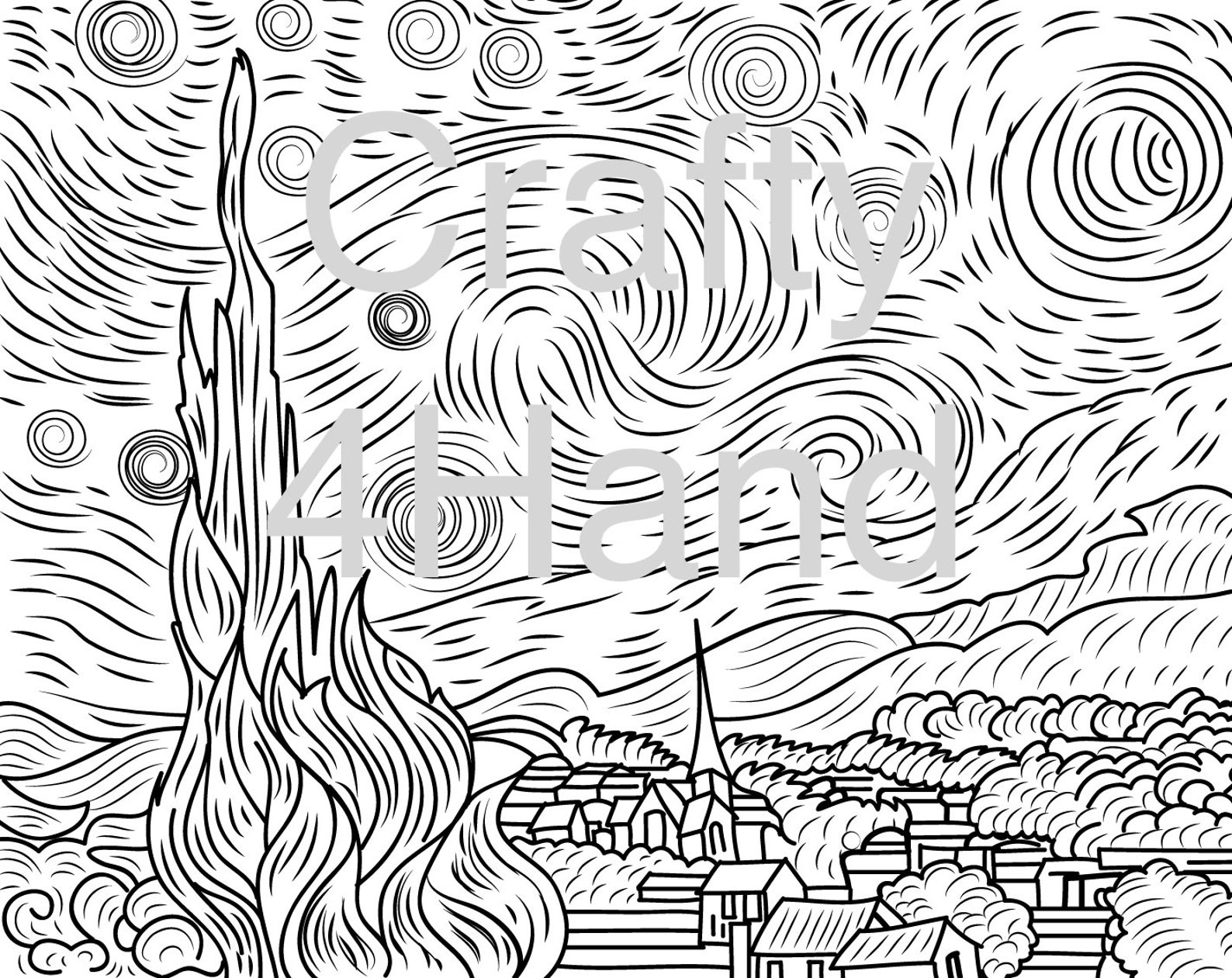 4 Van Gogh Coloring Pages - Etsy
