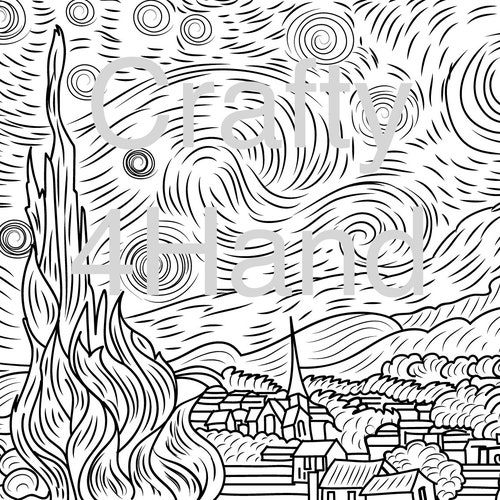 4 Van Gogh Coloring Pages - Etsy