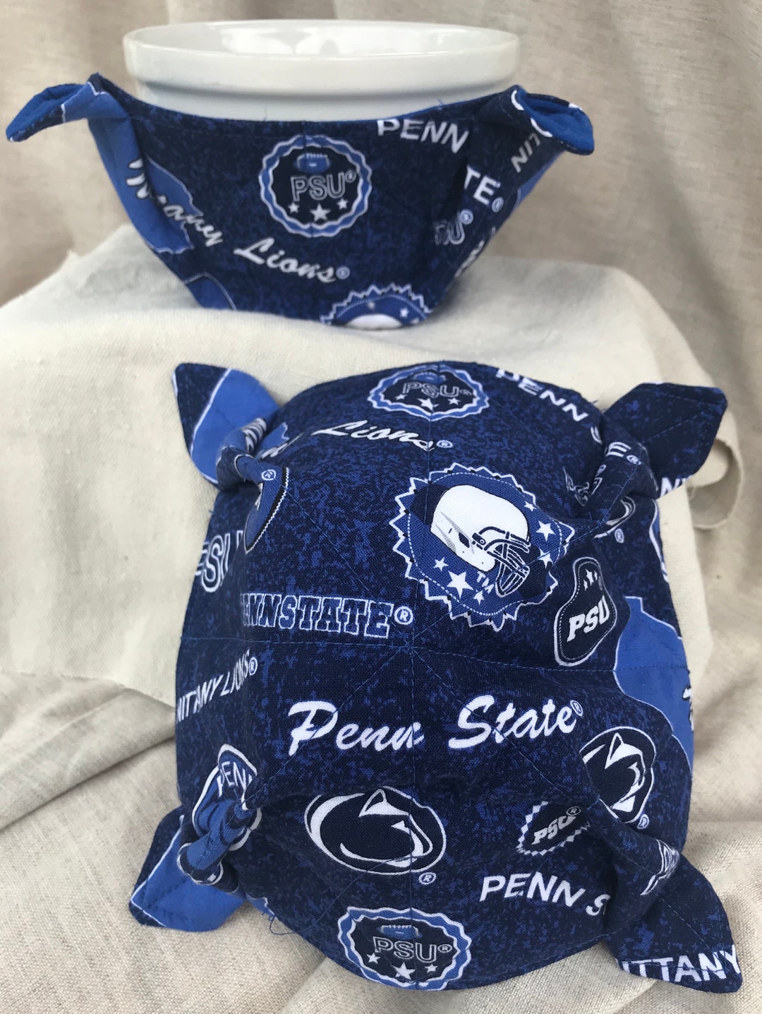 Penn State Nittany Lion Logo Fabric Print Food Bowl Cozy/ Microwavable ...
