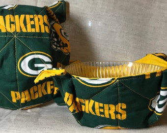 Microwavable Bowl Cozy, Green Bay Packer Fabric Bowl Holder, Hot Bowl ...