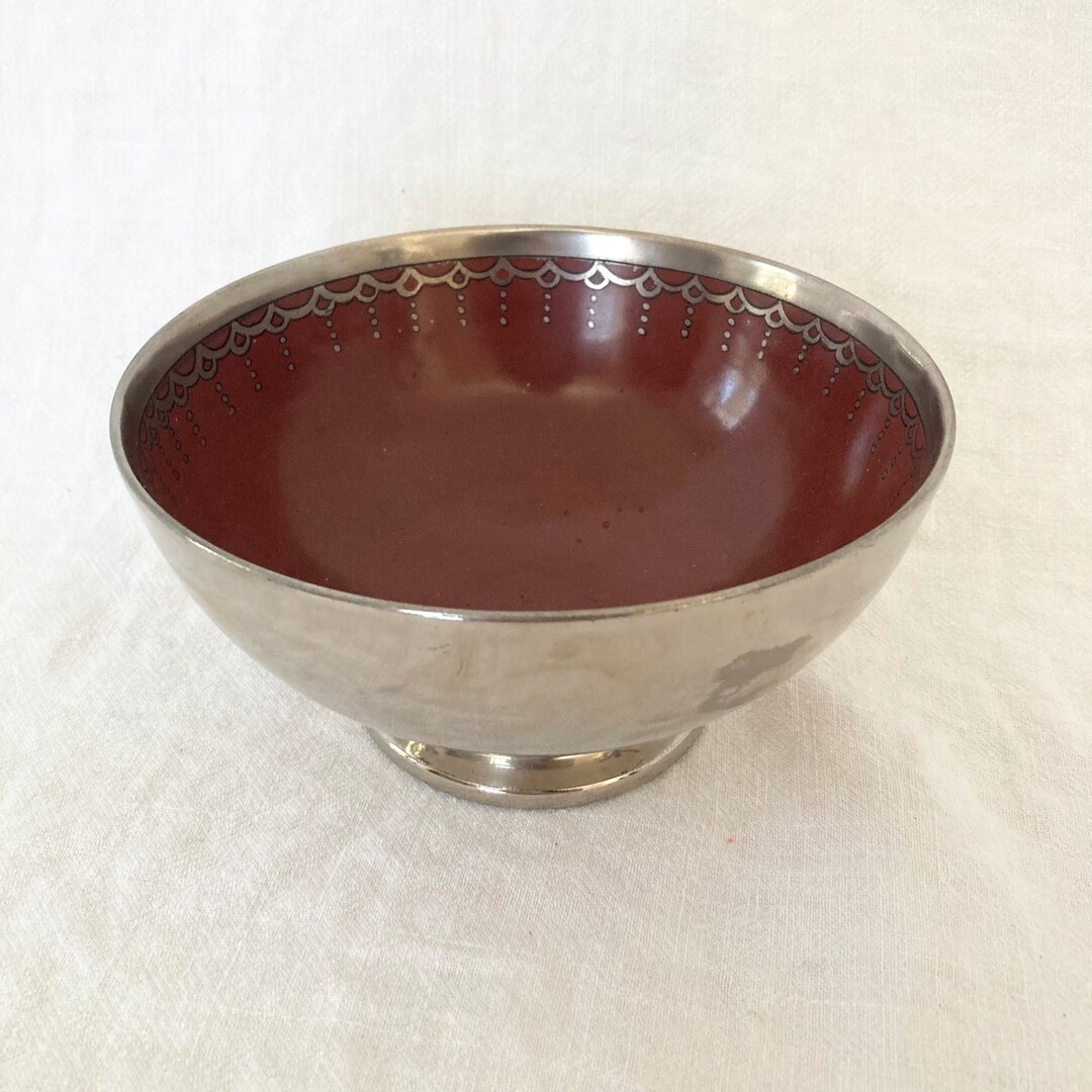 Porcelain Bowl, Silver Overlay Oxblood Red Tressemann & Vogt Backstamp ...