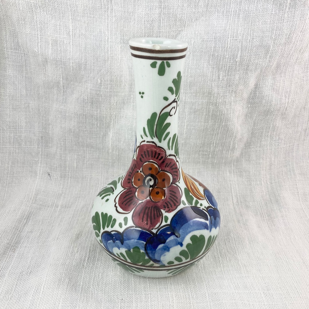 Vntg Delft Polychrome Vase- De Delftse Pauw Handpainted Pottery - Etsy