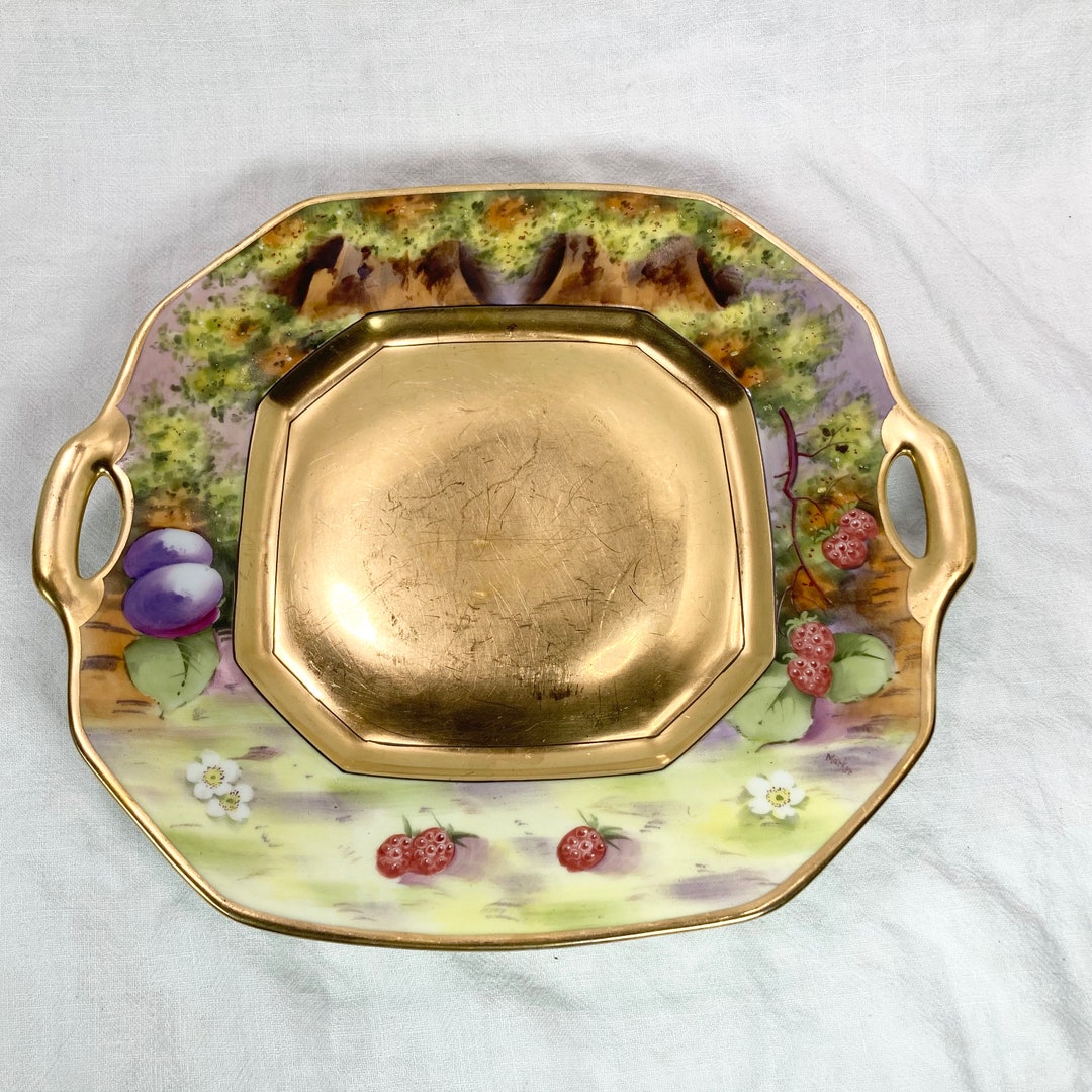 Antique Pickard Porcelain Tray, Deserted Garden Pattern, Artist Signed ...