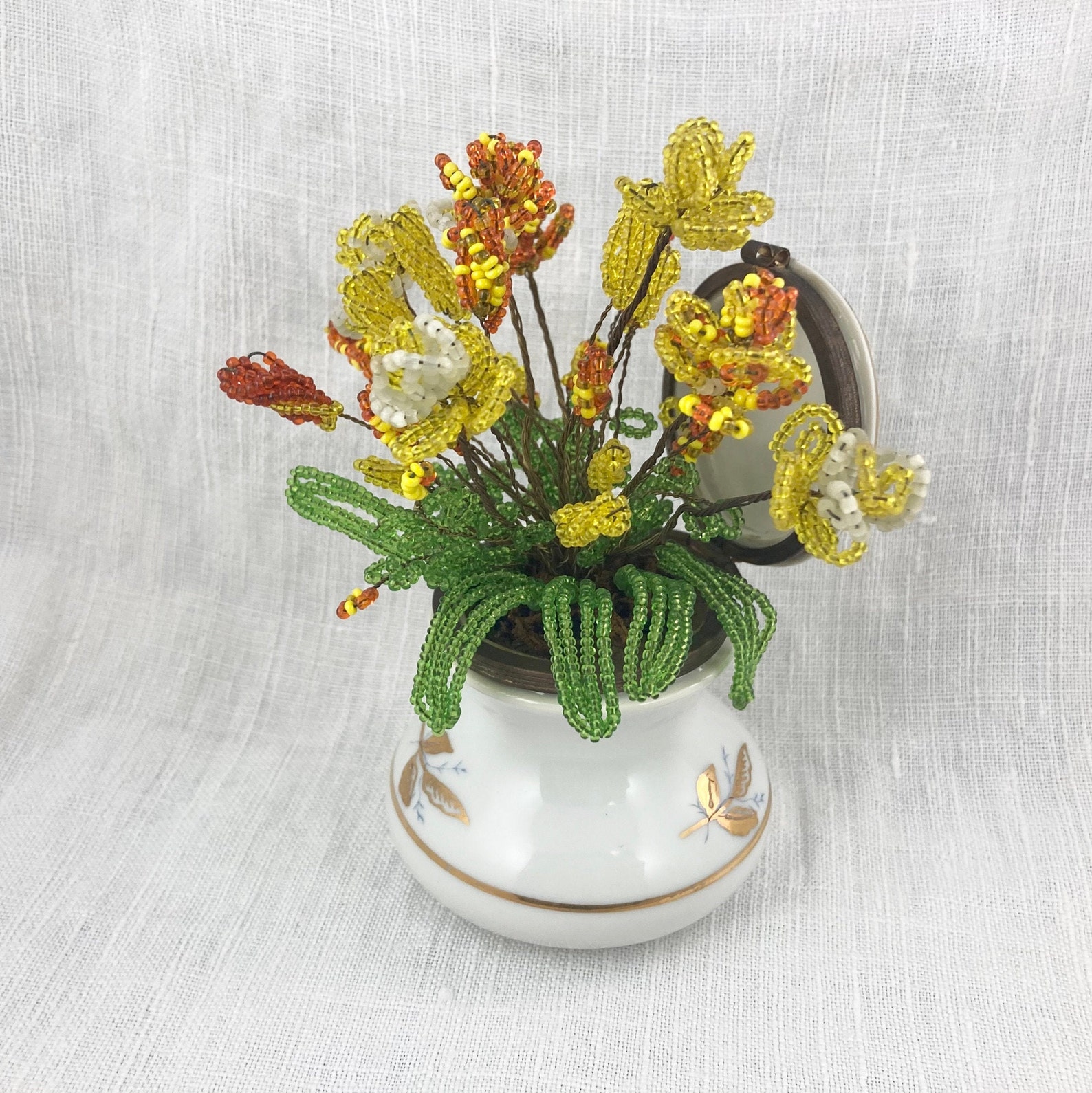 Vintage Beaded Flowers in Vase | Etsy