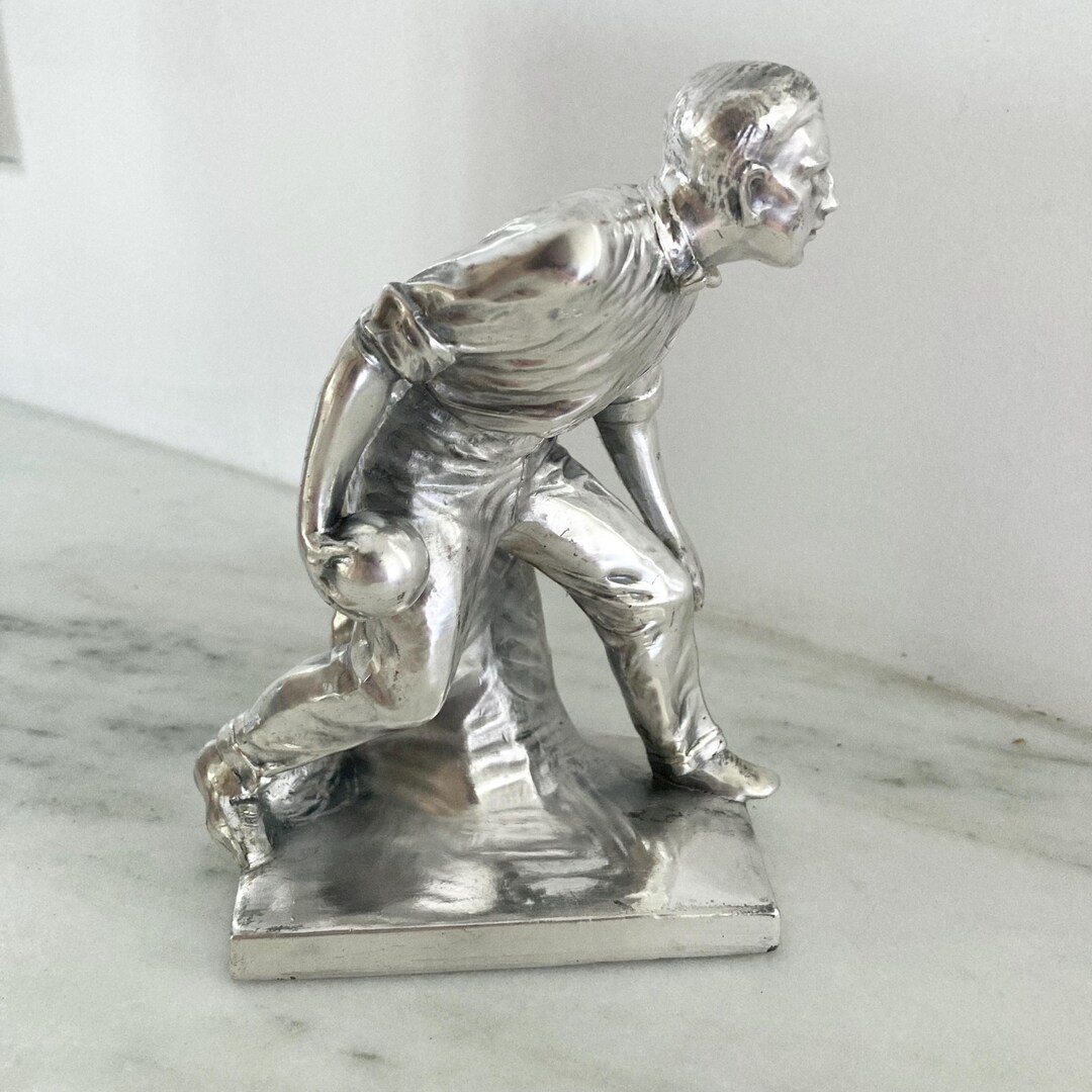 Antique WB Bowling Trophy Figurine, Weidlich Brothers Silver Finish ...
