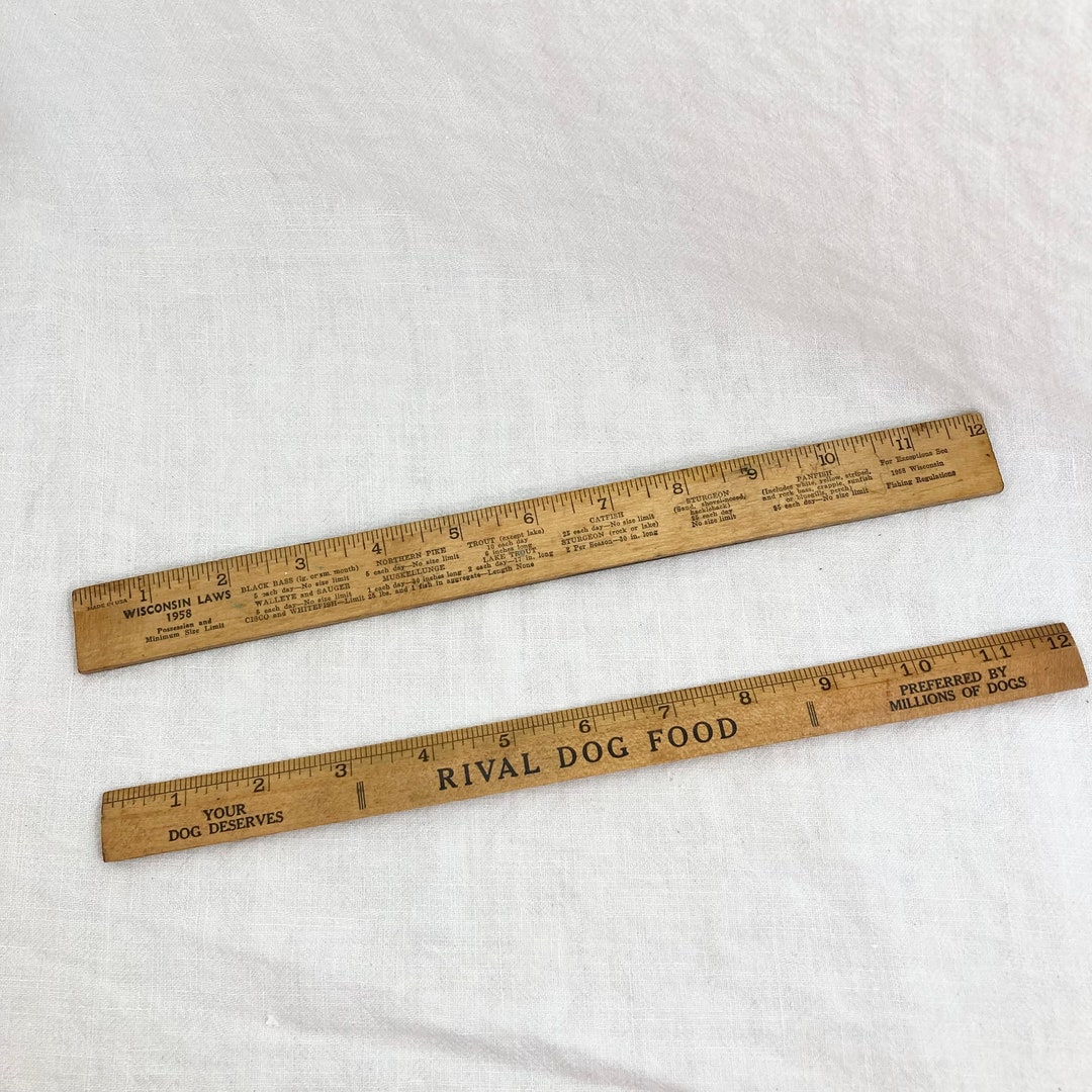 Choice of 12" Advertising Ruler, Vintage Wooden Rival Dog Food, WI ...
