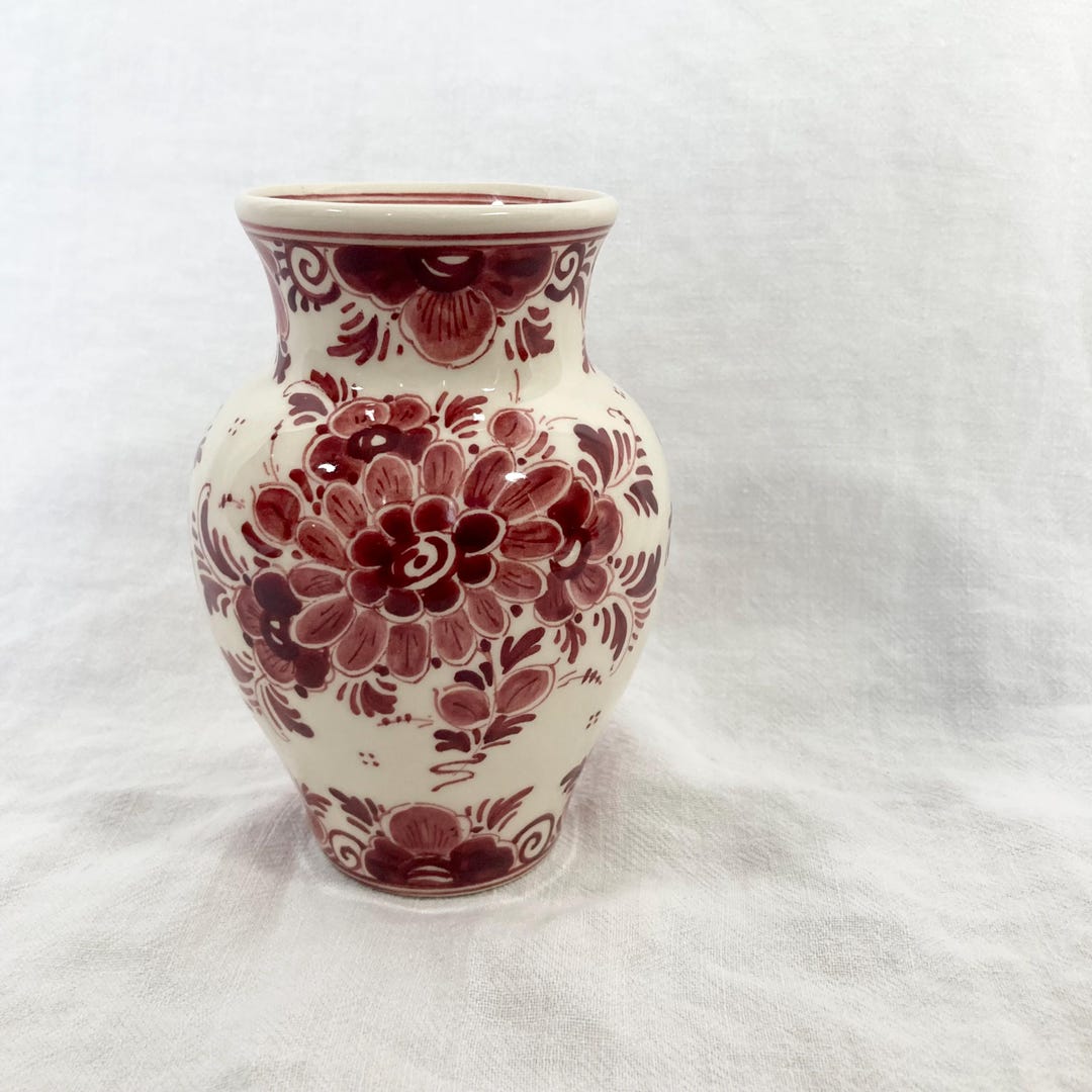Regina Gouda Delft Vase, Dark Red, Handpainted Rood Pottery, 5.5" Tall ...