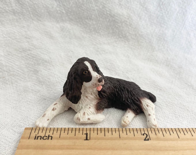 1:12 Scale Dollhouse Springer Spaniel, Miniature Brown and White Pet ...