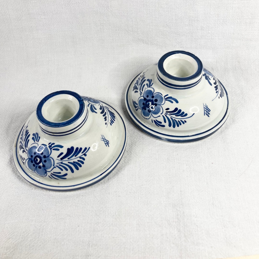Delft Pair Candlesticks De Delftse Pauw Pottery - Etsy