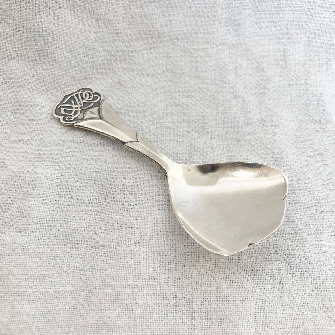 Georg Nilsson Tea Caddy Spoon, Dutch Silver Plated Gero Art Nouveau ...