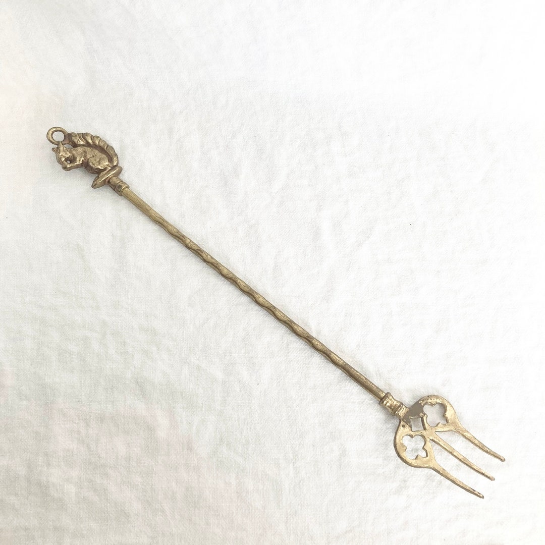 Squirrel Finial Brass Toasting Fork, Vintage Cast Metal, Made in ...