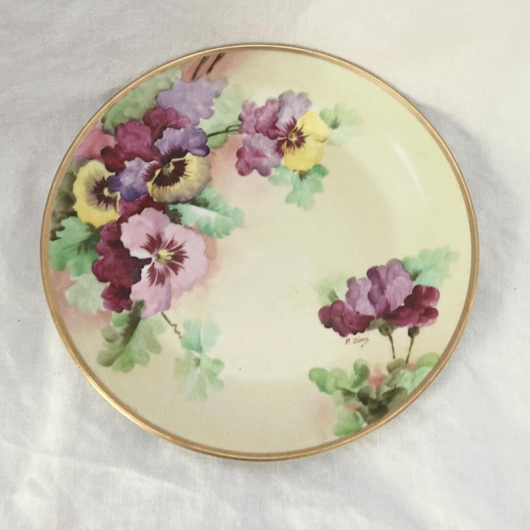 Hand Painted Pansy Plate, - Etsy