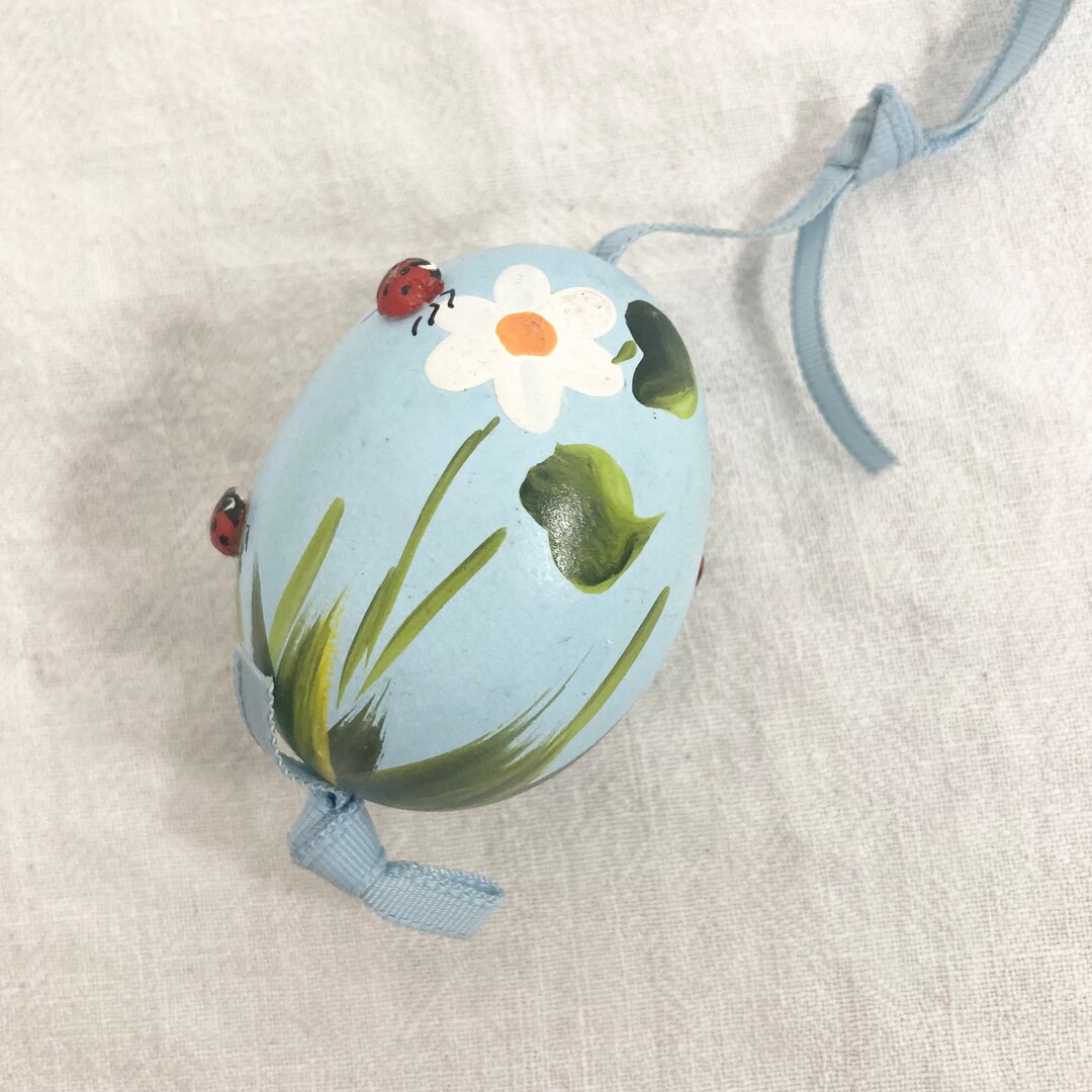 Hand Painted Blown Egg Ornament, Ladybug Easter Tree Decoration - Etsy