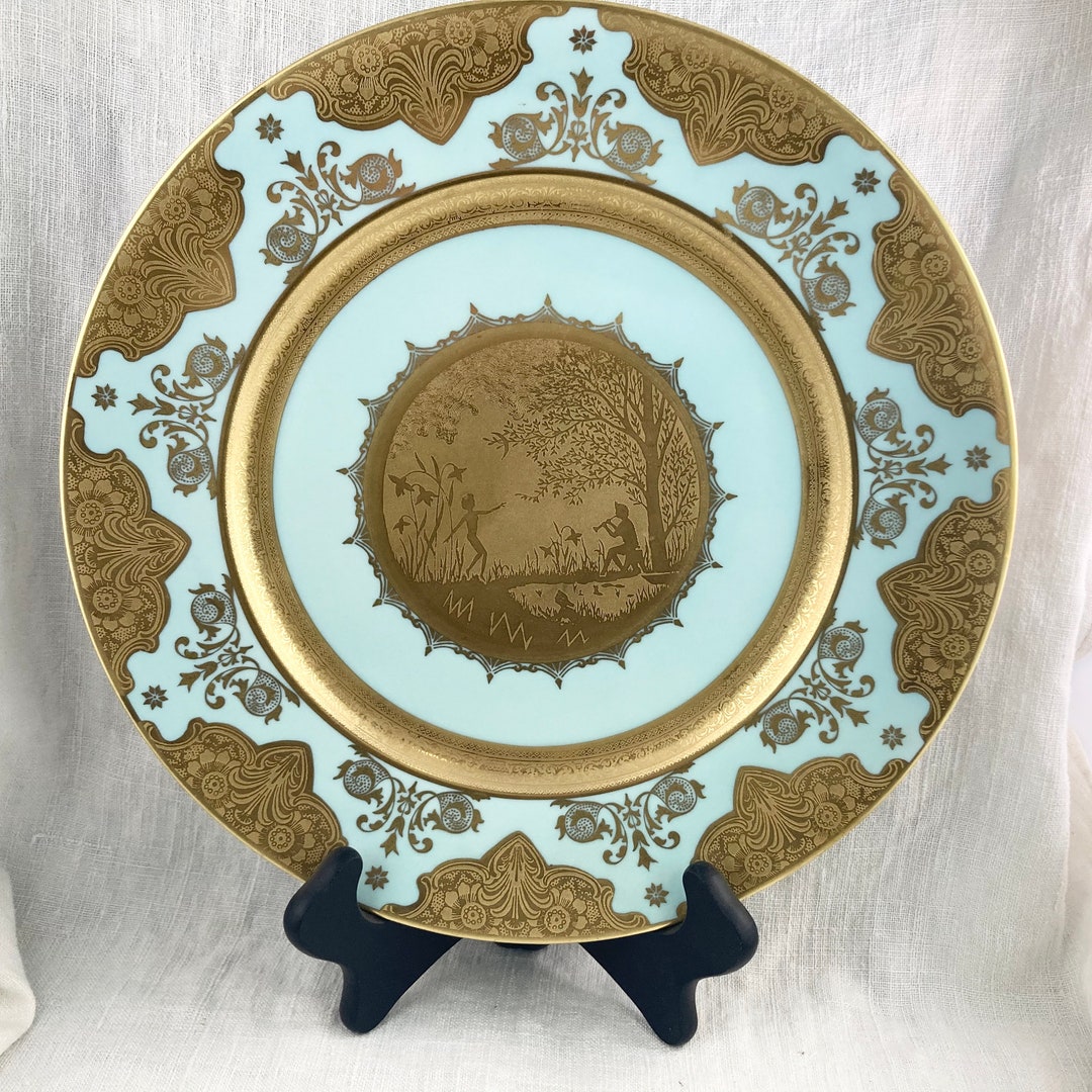 Josef Kuba Karlsbad Plate: Pale Blue & Gold Nymph Scene - Etsy