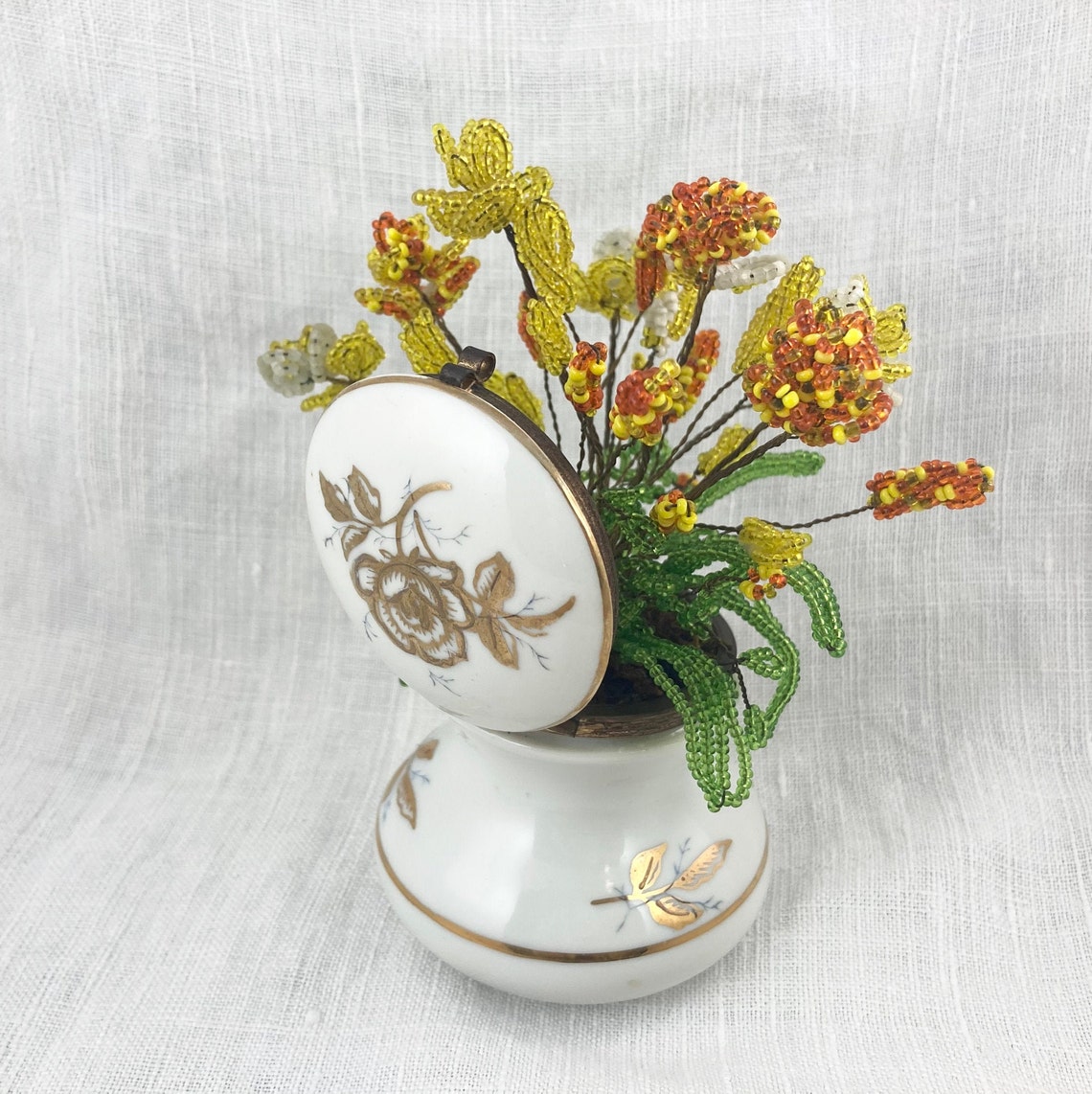 Vintage Beaded Flowers in Vase | Etsy