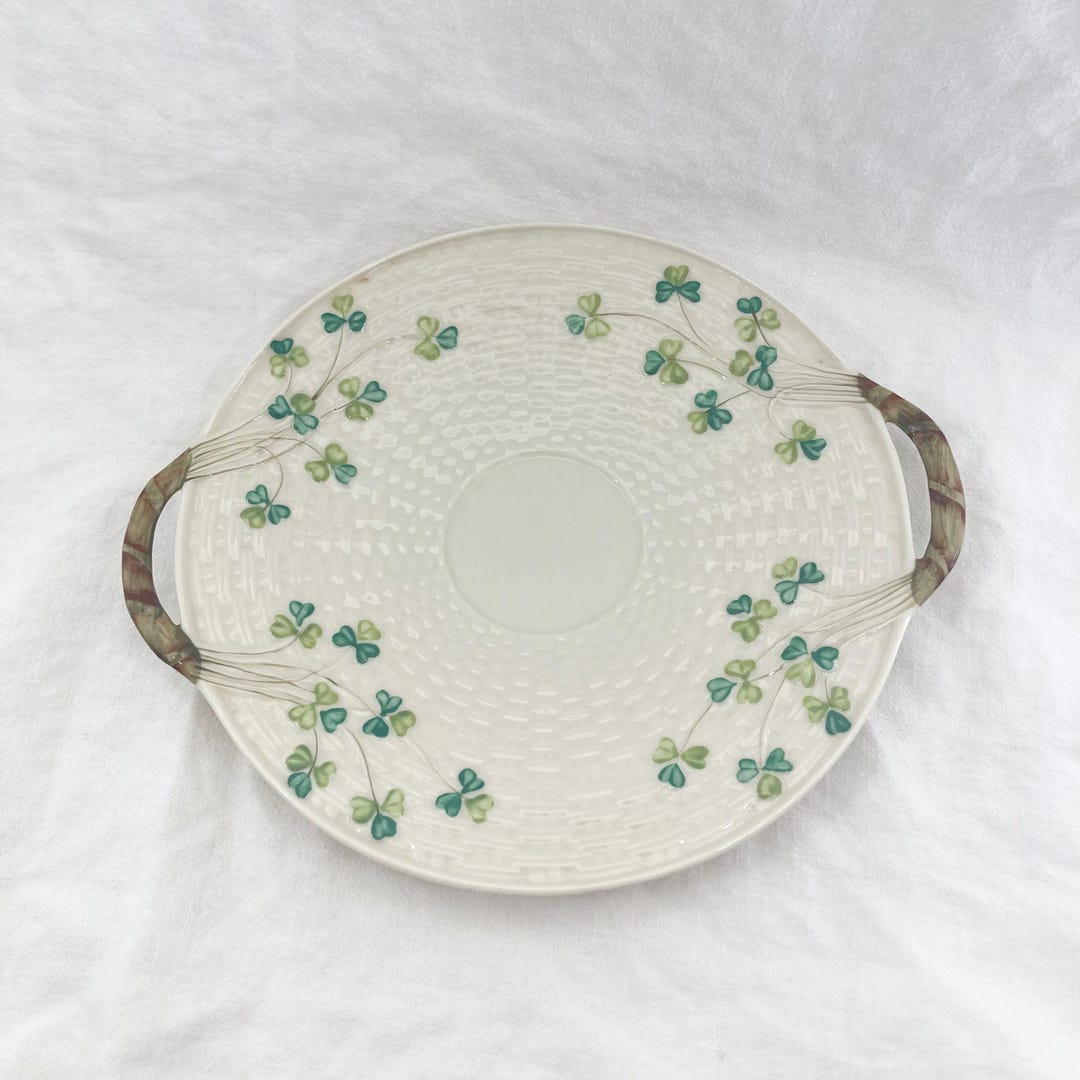Black Mark Belleek, 3rd Version, Irish China, Shamrock Pattern Cake ...