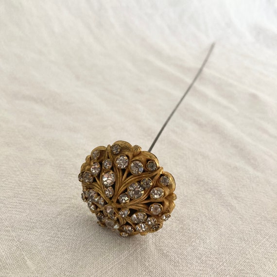 Huge Hat Pin, 12" Antique Rhinestone Millinery - Gem