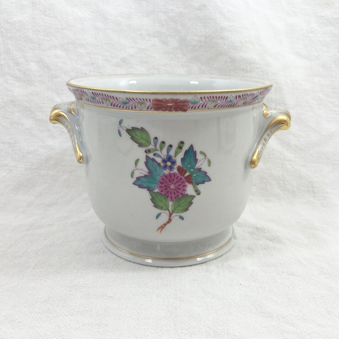 AS IS Herend Cachepot, Chinese Bouquet Pattern, Indian Basket ...