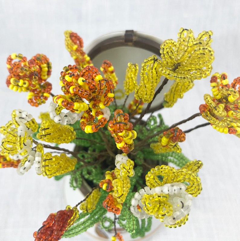 Vintage Beaded Flowers in Vase | Etsy