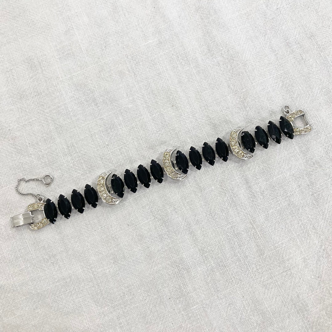 AS IS Sarah Coventry "vienna Nights" Tennis Bracelet, Silver Black ...