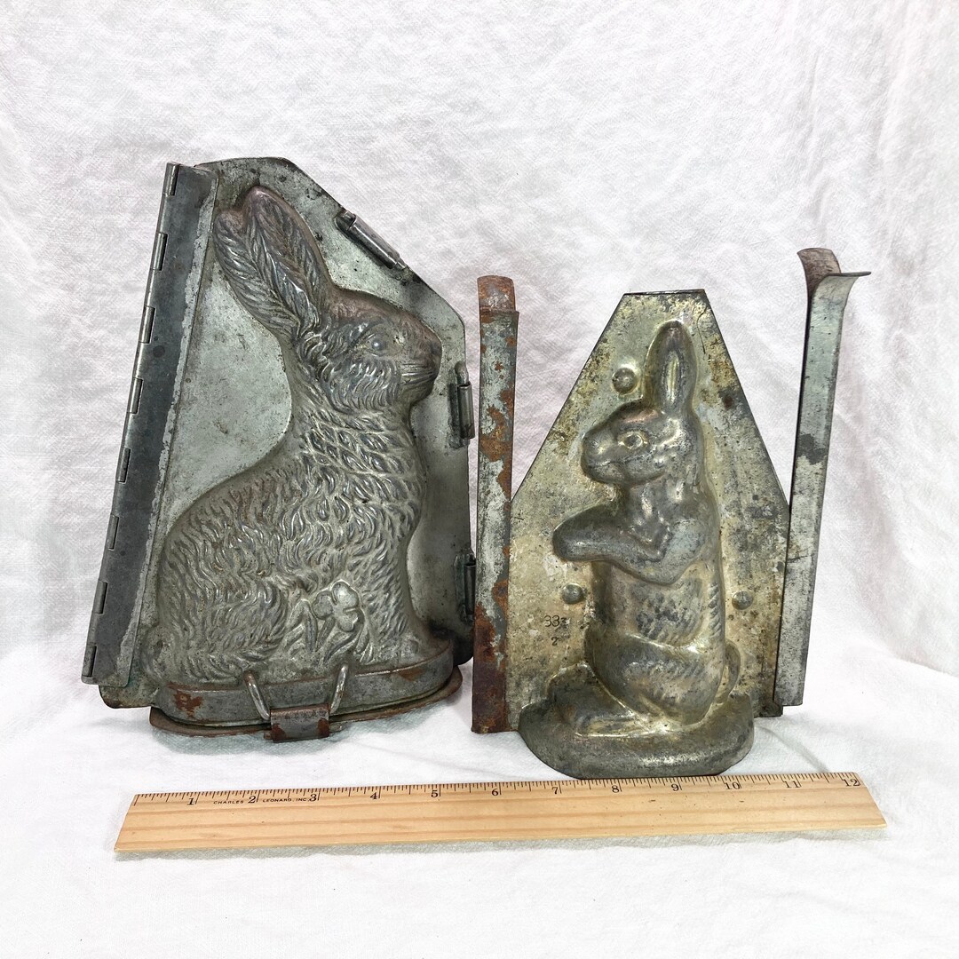 2 Large Antique Chocolate Bunny Rabbit Molds - Etsy