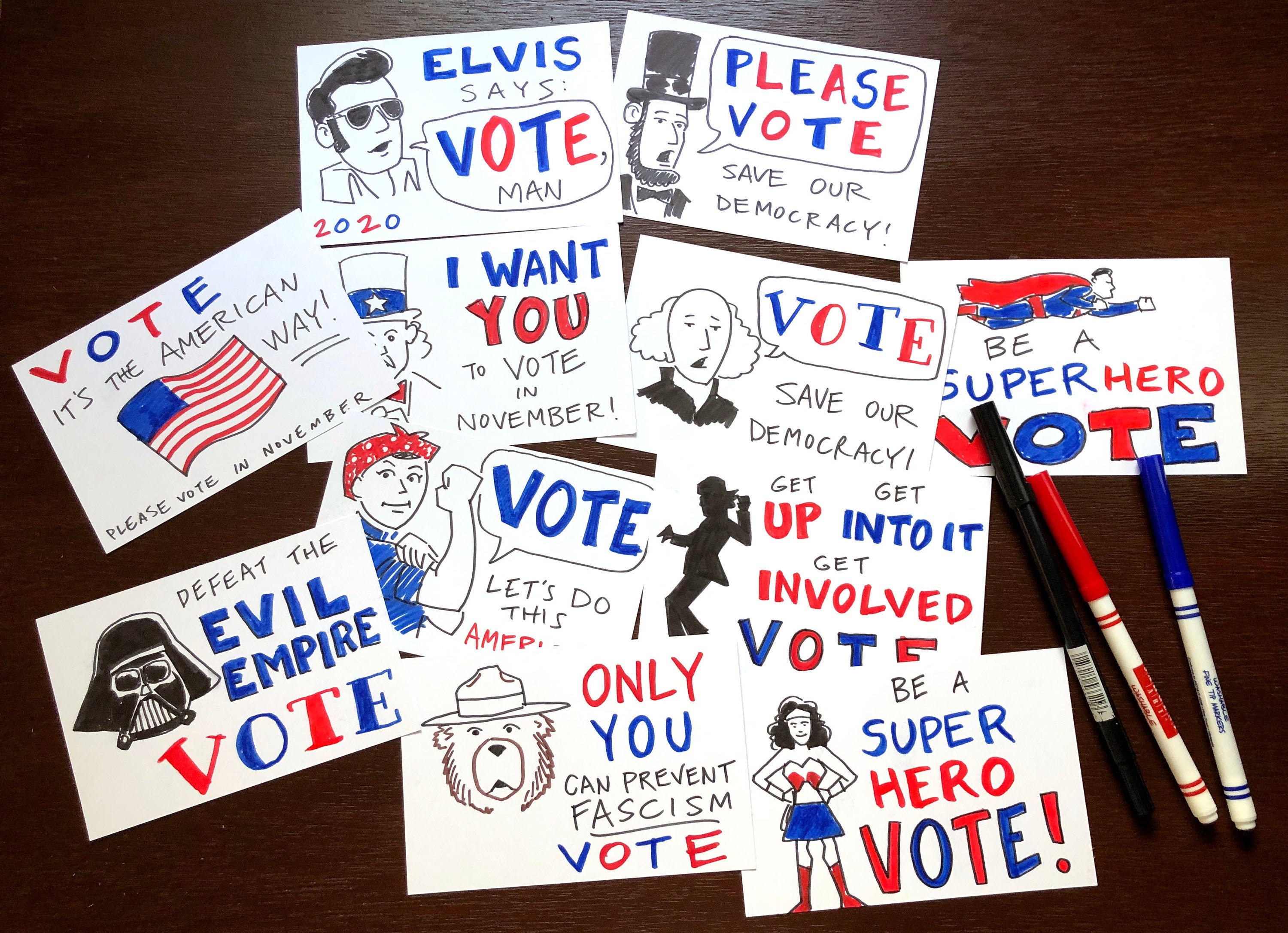 Hand Drawn Get Out the Vote Postcards Pack of 10 - Etsy