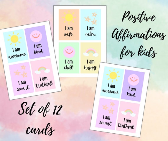 Positive Affirmation Cards for Kids - Etsy
