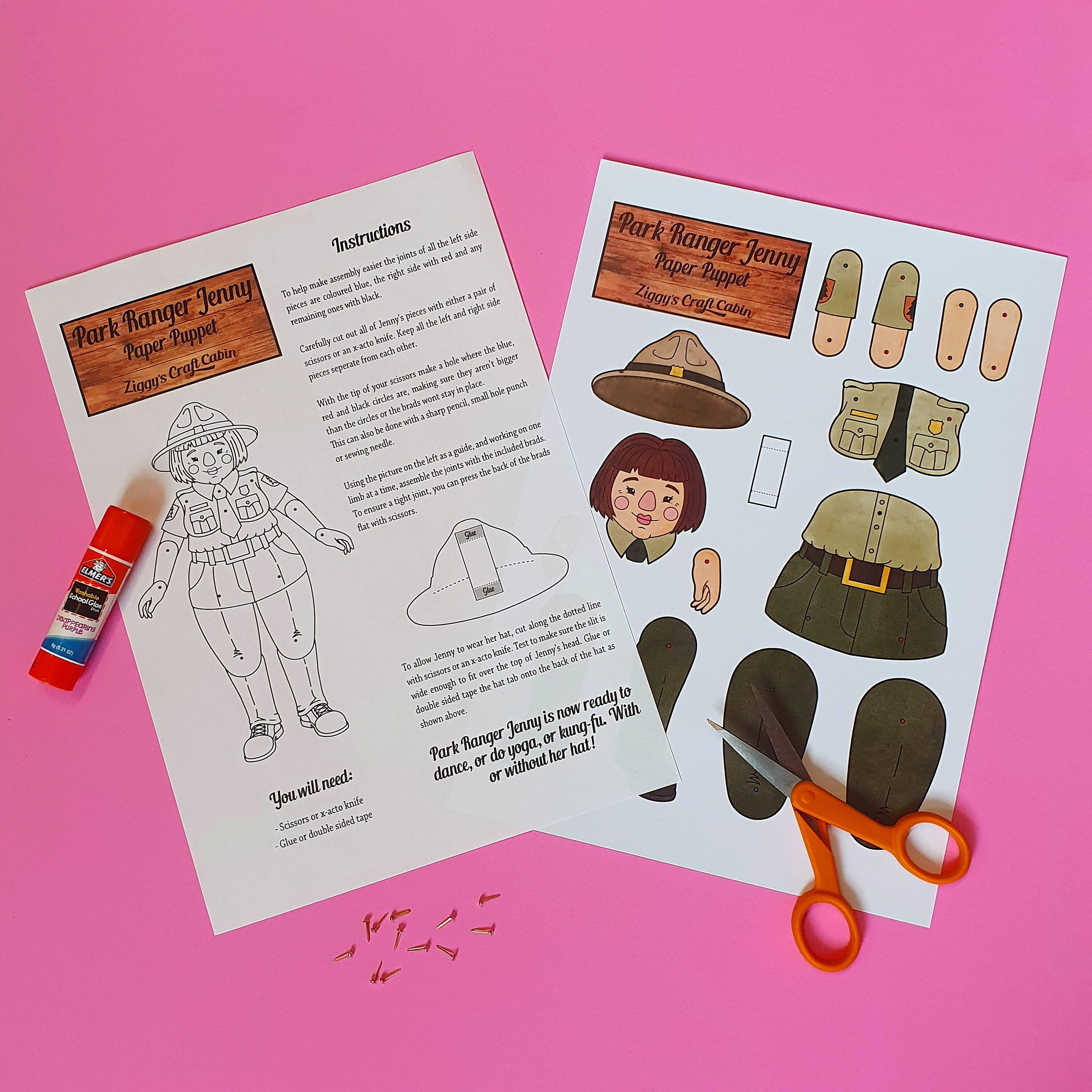 Park Ranger Jenny Paper Puppet, Articulated Paper Doll Kit - Etsy